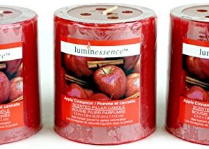 Luminessence(Tm) Apple Cinnamon Scented Pillar Candles, 3 Pillar Candles In Each Pack - - Wonderful Aroma - Long Lasting – Inexpensive - Each Soy Wax Candle Has A Wonderful Apple Cinnamon Scent