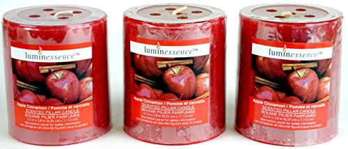 Luminessence(Tm) Apple Cinnamon Scented Pillar Candles, 3 Pillar Candles In Each Pack - - Wonderful Aroma - Long Lasting – Inexpensive - Each Soy Wax Candle Has A Wonderful Apple Cinnamon Scent