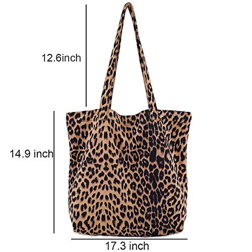 Leopard Shoulder Bag Soft Large Tote Purse Handbag Travel Satchel for Women