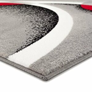 Persian Area Rugs 2305 Gray Black Red White 6 x 9 Modern Abstract Area Rug Carpet