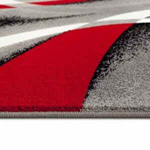 Persian Area Rugs 2305 Gray Black Red White 6 x 9 Modern Abstract Area Rug Carpet