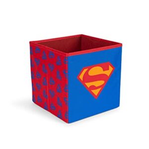 DC Comics Superman Logo 11-Inch Storage Bin Cube Organizers, Fabric Basket Container, Cubby Cube Closet Organizer | Comic Book Superhero Toys, Gifts And Collectibles