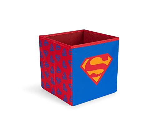 DC Comics Superman Logo 11-Inch Storage Bin Cube Organizers, Fabric Basket Container, Cubby Cube Closet Organizer | Comic Book Superhero Toys, Gifts And Collectibles