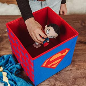 DC Comics Superman Logo 11-Inch Storage Bin Cube Organizers, Fabric Basket Container, Cubby Cube Closet Organizer | Comic Book Superhero Toys, Gifts And Collectibles