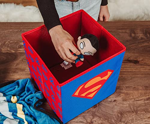 DC Comics Superman Logo 11-Inch Storage Bin Cube Organizers, Fabric Basket Container, Cubby Cube Closet Organizer | Comic Book Superhero Toys, Gifts And Collectibles