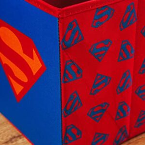 DC Comics Superman Logo 11-Inch Storage Bin Cube Organizers, Fabric Basket Container, Cubby Cube Closet Organizer | Comic Book Superhero Toys, Gifts And Collectibles