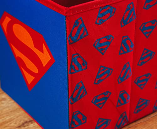 DC Comics Superman Logo 11-Inch Storage Bin Cube Organizers, Fabric Basket Container, Cubby Cube Closet Organizer | Comic Book Superhero Toys, Gifts And Collectibles