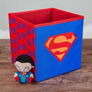 DC Comics Superman Logo 11-Inch Storage Bin Cube Organizers, Fabric Basket Container, Cubby Cube Closet Organizer | Comic Book Superhero Toys, Gifts And Collectibles