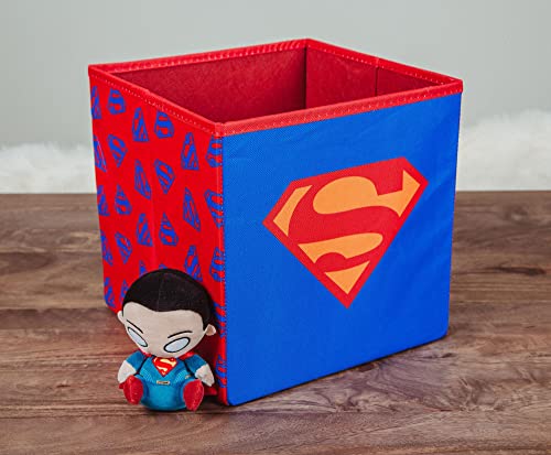 DC Comics Superman Logo 11-Inch Storage Bin Cube Organizers, Fabric Basket Container, Cubby Cube Closet Organizer | Comic Book Superhero Toys, Gifts And Collectibles