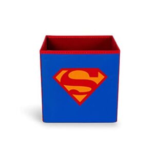 DC Comics Superman Logo 11-Inch Storage Bin Cube Organizers, Fabric Basket Container, Cubby Cube Closet Organizer | Comic Book Superhero Toys, Gifts And Collectibles