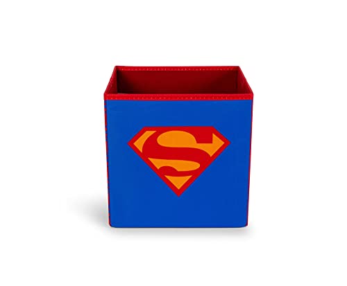 DC Comics Superman Logo 11-Inch Storage Bin Cube Organizers, Fabric Basket Container, Cubby Cube Closet Organizer | Comic Book Superhero Toys, Gifts And Collectibles