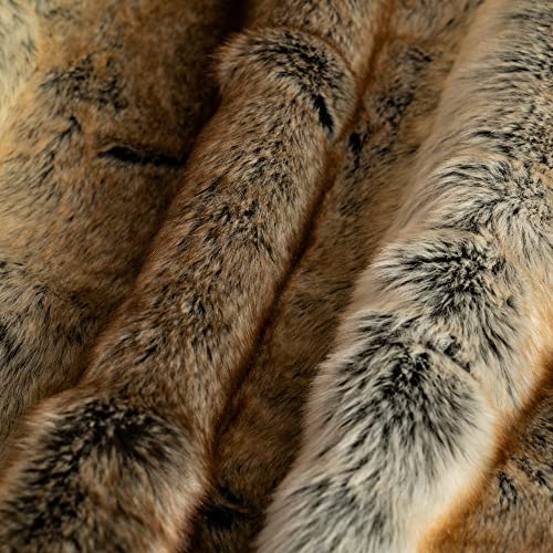 BATTILO HOME Luxury Brown Faux Fur Blanket Thick Warm Elegant Cozy Fuzzy Fur Throw Blankets for Couch, Bed, Sofa Fluffy Blankets Decorative Throw Blanket Reversible to Plush Velvet, 50"x60"