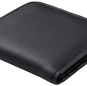 Toughergun Womens Rfid Blocking Small Compact Bifold Luxury Genuine Leather Pocket Wallet Ladies Mini Purse with ID Window (01 ReNapa Black)