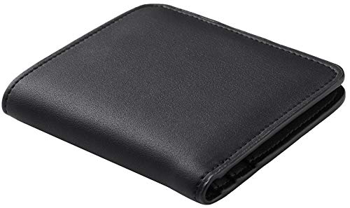 Toughergun Womens Rfid Blocking Small Compact Bifold Luxury Genuine Leather Pocket Wallet Ladies Mini Purse with ID Window (01 ReNapa Black)