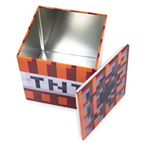 MINECRAFT TNT 4-Inch Tin Storage Box Cube Organizer with Lid | Basket Container, Cubby Cube Closet Organizer, Home Decor Playroom Accessories | Video Game Toys, Gifts And Collectibles