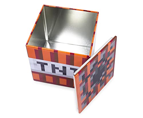 MINECRAFT TNT 4-Inch Tin Storage Box Cube Organizer with Lid | Basket Container, Cubby Cube Closet Organizer, Home Decor Playroom Accessories | Video Game Toys, Gifts And Collectibles