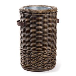 the basket lady wicker umbrella stand, 12.5 in dia (9.5 in inside) x 20 in h, antique walnut brown