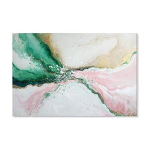 7fisionart abstract wall decor for bedroom emerald green and gold paintings pink canvas art pictures prints poster modern framed artwork office living room kitchen decorations 36″x24″