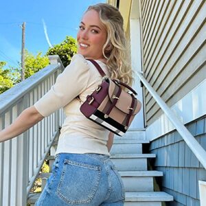 SG SUGU Small Plaid Lightweight Crossbody Bag Fashion Backpack Top Handle Purse | Brown/Black