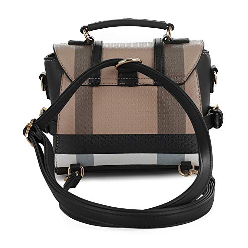 SG SUGU Small Plaid Lightweight Crossbody Bag Fashion Backpack Top Handle Purse | Brown/Black