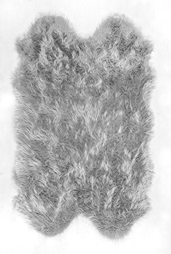 nuLOOM Fluffy Faux Sheepskin Quarto Shag Area Rug, 3' 6" x 6', Light Grey