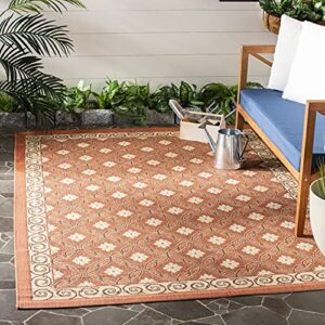 safavieh courtyard collection 4′ x 5’7″ terracotta / cream cy7810 indoor/ outdoor waterproof easy-cleaning patio backyard mudroom accent-rug