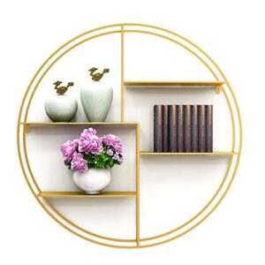 wall-mounted floating shelf, living room antique wrought iron multi-layer bookshelf bedroom decorative wall frame flower stand – gold wall decor