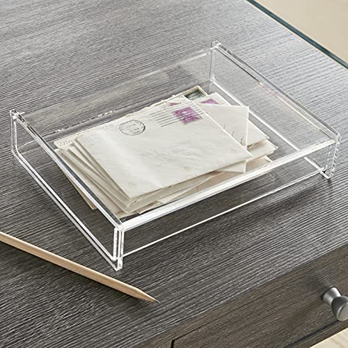 Huang Acrylic Clear Acrylic Catch All Box with Hinge Lid | 7.25"x9" Large Multipurpose Storage Box for Keepsakes, Jewelry, Trinkets