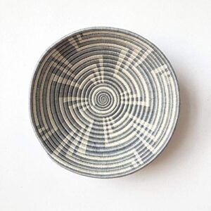 african basket- malindi/rwanda basket/woven bowl/sisal & sweetgrass basket/blue-gray, white