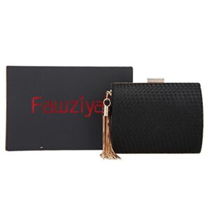 Fawziya Clutches Mini Tassel Weave Evening Clutches For Women Dress Handbags-Black