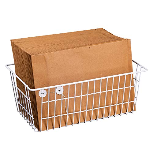 SANNO Freezer Baskets Wire Storage Baskets Farmhouse Organizer Storage Bins Large Organizer Bins for Storage, Office, Bathroom, Pantry Organization Storage Bins Rack with Handles-Set of 2, 15.7"