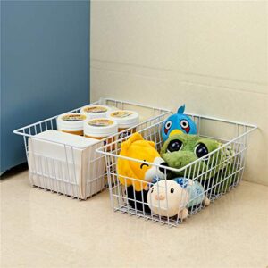 SANNO Freezer Baskets Wire Storage Baskets Farmhouse Organizer Storage Bins Large Organizer Bins for Storage, Office, Bathroom, Pantry Organization Storage Bins Rack with Handles-Set of 2, 15.7"