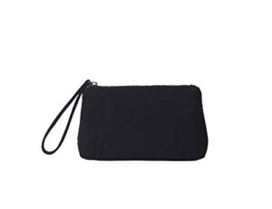 canvas wristlet bag large clutch wallet purse zipper pouch handbag organizer (black)