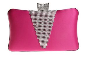 snowskite women’s luxury crystals beaded wedding evening formal cocktail clutch purse bag fuchsia