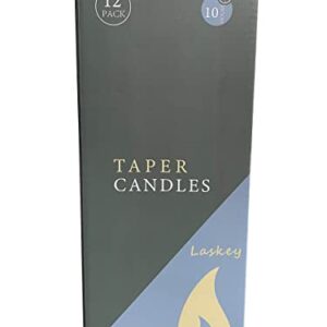 Laskey Dripless Taper Candles 10 Inch Tall Wedding Dinner Candle Set of 12 (Ivory)