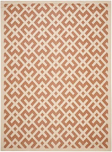 SAFAVIEH Courtyard Collection 9' x 12' Terracotta / Bone CY6915 Indoor/ Outdoor Waterproof Easy-Cleaning Patio Backyard Mudroom Area-Rug