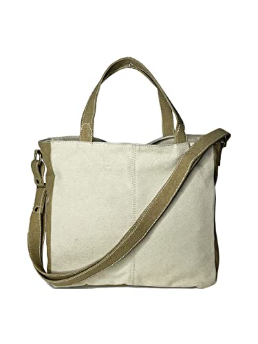 Mona B. Vintage Recycled Upcycled Canvas Life Is Short with Vegan Leather Trim (Tote)