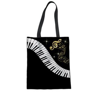 hugs idea piano keyboard shoulder bag travel cotton tote bag fashion college handbag for teen girl