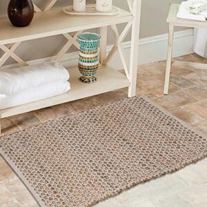 Jute Cotton Rug 2x3' Natural - Hand Woven Farmhouse Style for Living Room Kitchen Entryway Rug,Kitchen Rugs, Farmhouse Rugs, Rugs for Living & Bedroom,Woven Rugs