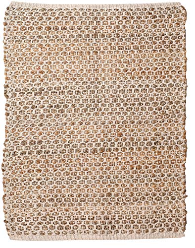 Jute Cotton Rug 2x3' Natural - Hand Woven Farmhouse Style for Living Room Kitchen Entryway Rug,Kitchen Rugs, Farmhouse Rugs, Rugs for Living & Bedroom,Woven Rugs