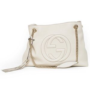 gucci soho ivoire ivory gold double chain soft hobo leather shoulder bag italy authentic new