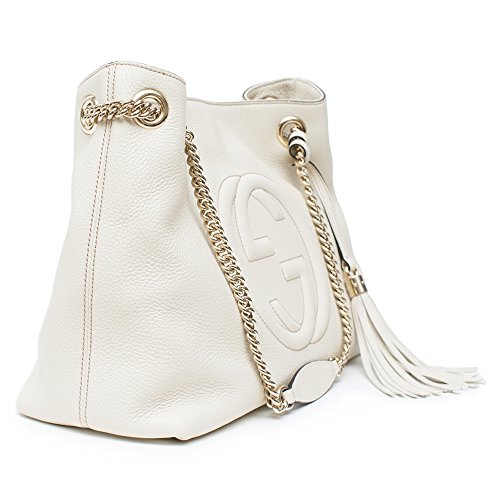 Gucci Soho Ivoire Ivory Gold Double Chain Soft Hobo Leather Shoulder Bag Italy Authentic New