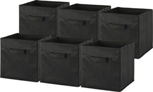 6 pack – simplehouseware foldable cube storage bin, black