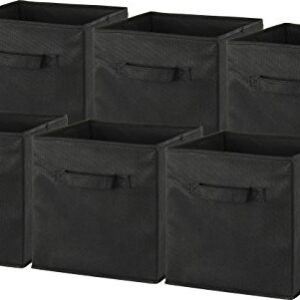 6 Pack - SimpleHouseware Foldable Cube Storage Bin, Black