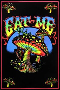 pyramid america eat me magic mushroom poster retro art uv black light blacklight trippy psychedelic aesthetic home living room office bedroom adult magical decorative dope