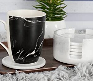 RADICALn Coaster Set Cup Pad 3.5 Inches Handmade Marble White Round Coasters Set for Mug Glass Drinks - Kitchen Caddy, Car, Office Drink Coaster Sets