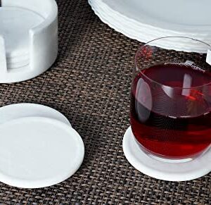 RADICALn Coaster Set Cup Pad 3.5 Inches Handmade Marble White Round Coasters Set for Mug Glass Drinks - Kitchen Caddy, Car, Office Drink Coaster Sets