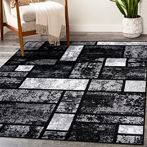 Luxe Weavers Geometric Squares Gray 5x7 Modern Abstract Area Rug, Colorblock Premium Carpet Non Shedding