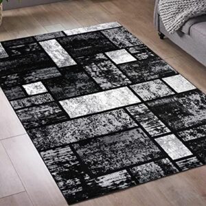 Luxe Weavers Geometric Squares Gray 5x7 Modern Abstract Area Rug, Colorblock Premium Carpet Non Shedding