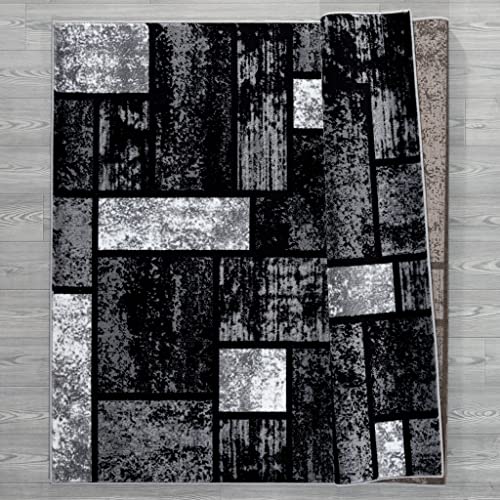 Luxe Weavers Geometric Squares Gray 5x7 Modern Abstract Area Rug, Colorblock Premium Carpet Non Shedding